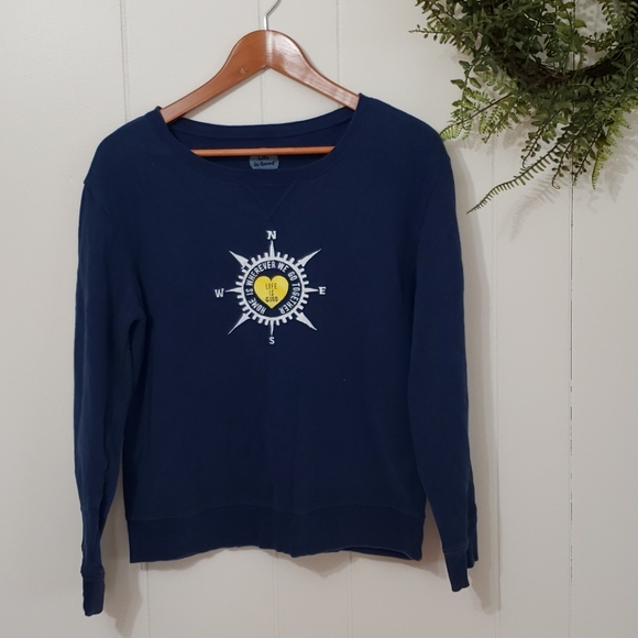Life Is Good | Tops | Navy Life Is Good Compass Cropped Sweatshirt M ...